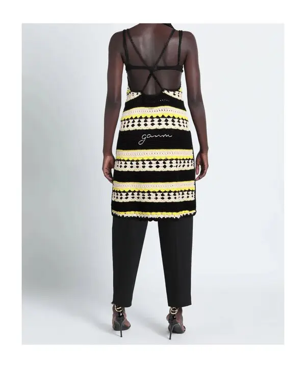 GANNI Striped Knit Maxi Dress With Side Slits