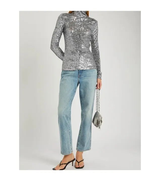 Rabanne Sequin-embellished Mesh Top