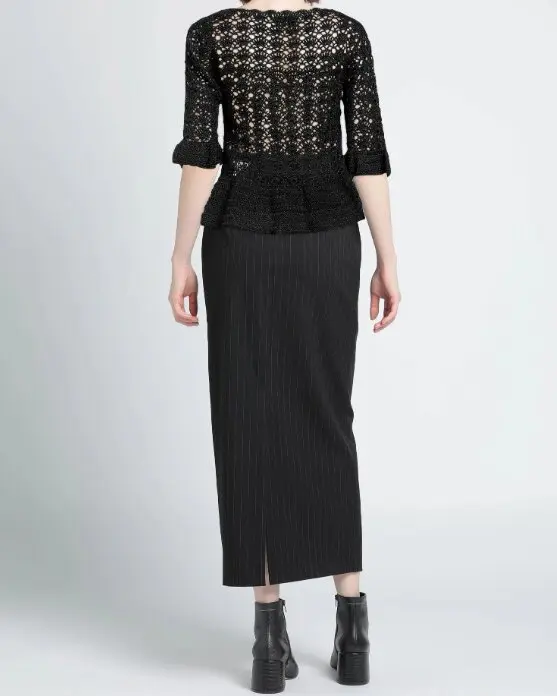 GANNI Crochet Square Neck Peplum Jumper