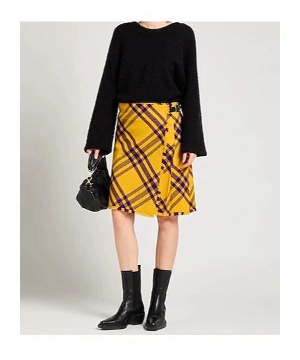 Burberry Plaid Wool Wrap Mini Skirt