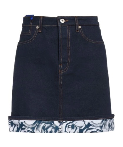 Burberry Dark Wash Denim Pencil Skirt With Logo Detail
