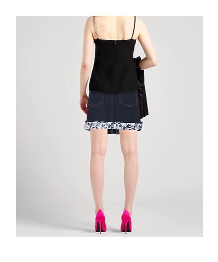 Burberry Dark Wash Denim Pencil Skirt With Logo Detail