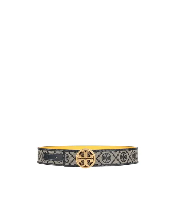 Tory Burch Woven Leather Belt With Logo Buckle