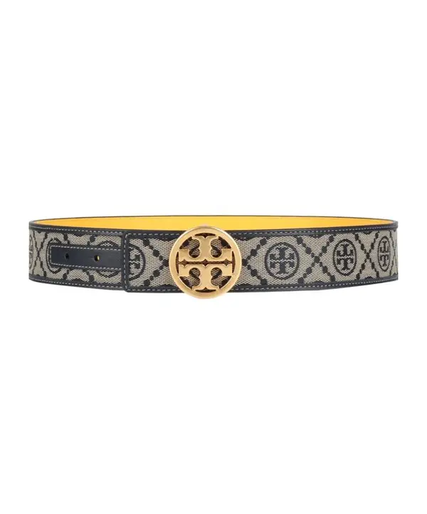 Tory Burch Woven Leather Belt With Logo Buckle
