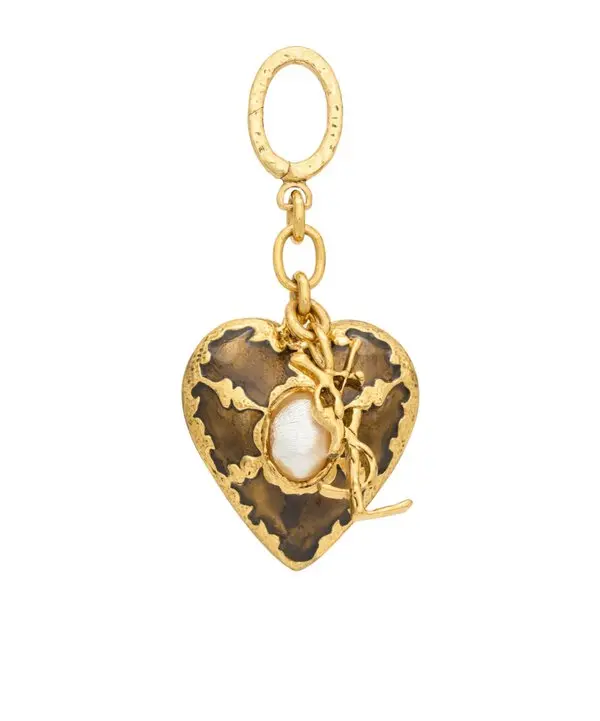 Saint Laurent Cassandre Heart Bag Charm In Enamel - Multicolor