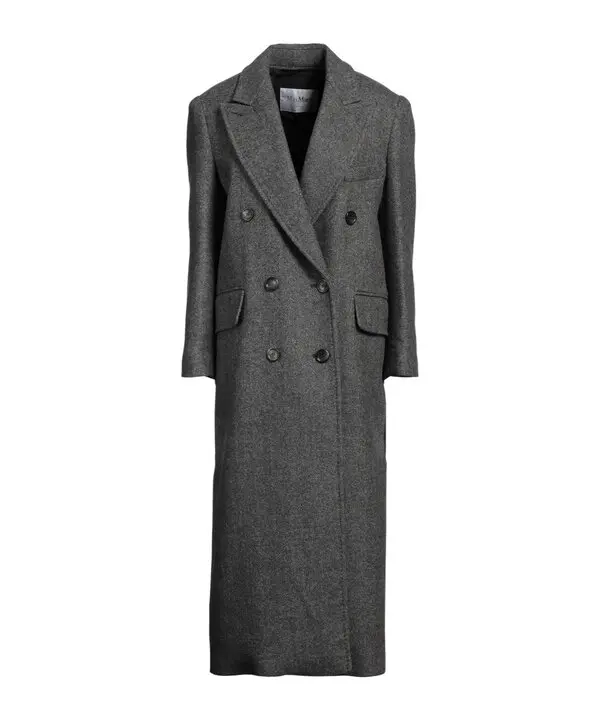 Max Mara Herringbone Tweed Long Double-breasted Coat