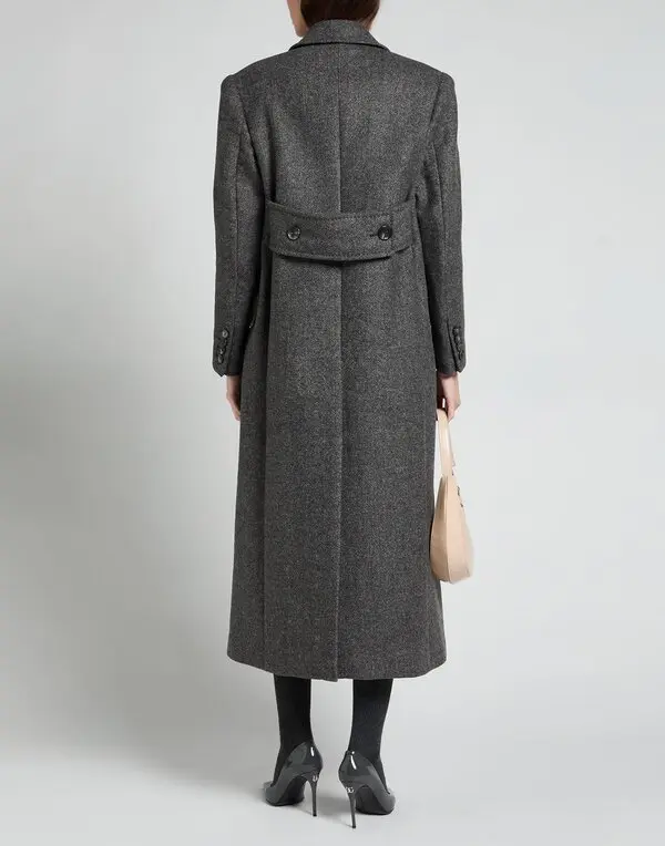 Max Mara Herringbone Tweed Long Double-breasted Coat