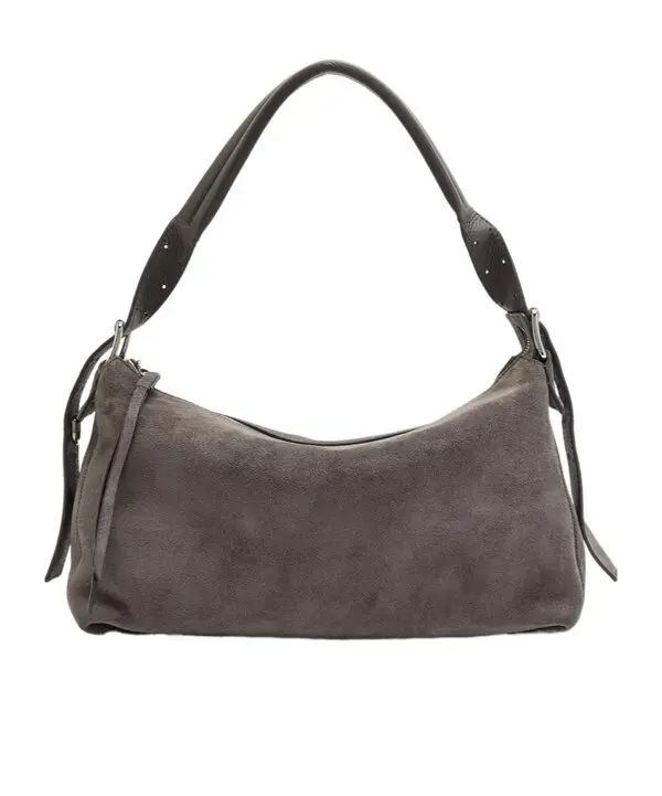 LEMAIRE Belted Baguette Suede Shoulder Bag - Black