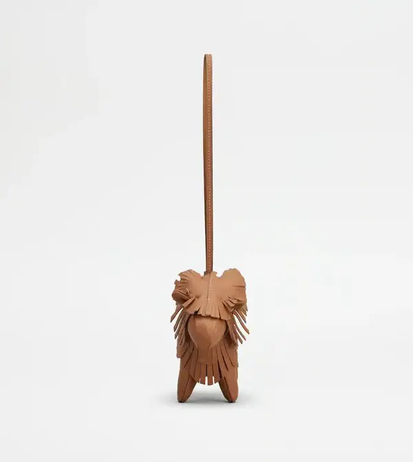 TOD'S Lion Pendant Charm In Calfskin Leather
