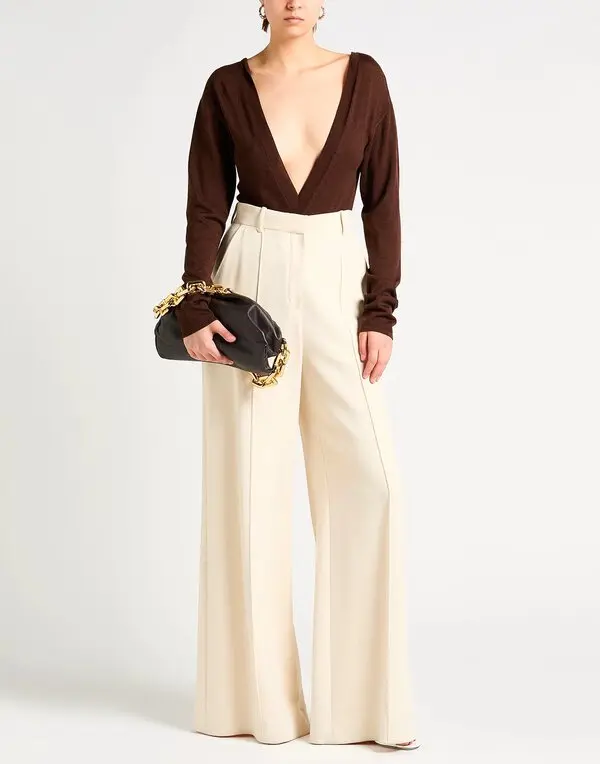 Saint Laurent Long-sleeved V-neck Bodysuit - Brown