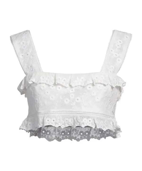 Isabel Marant Étoile Solid Color Lace Sleeveless Crop Top