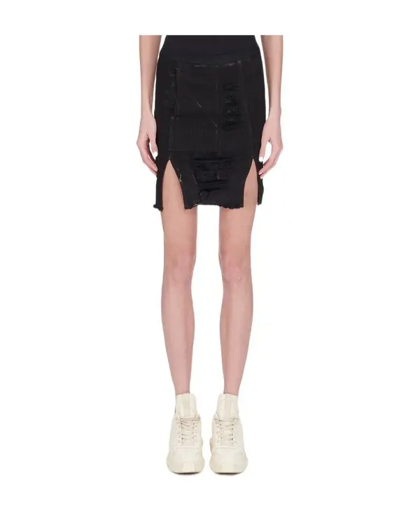 Rick Owens Distressed Denim Mini Skirt