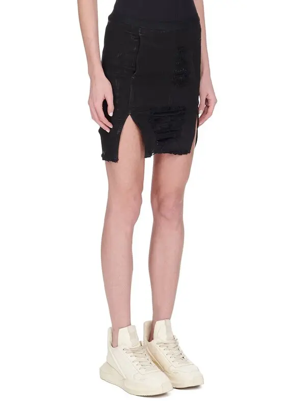 Rick Owens Distressed Denim Mini Skirt