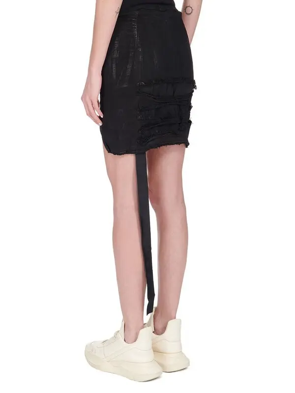 Rick Owens Distressed Denim Mini Skirt