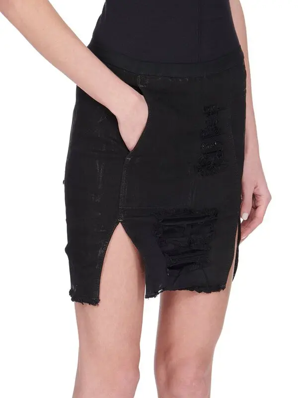 Rick Owens Distressed Denim Mini Skirt