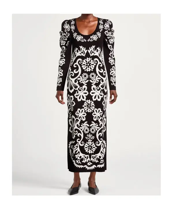 Farm Rio Long Sleeve Maxi Dress With Floral Print