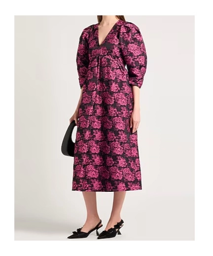 GANNI Jacquard Floral-print Midi Dress