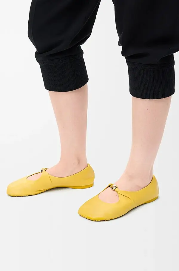 Loewe Pebble Soft Ballerina Flats In Nappa Lambskin - Dandelion