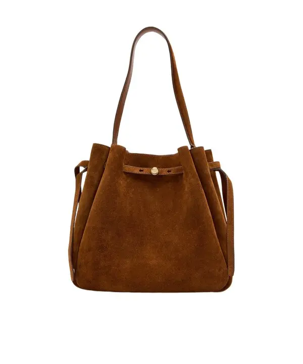Tory Burch Romy Large Suede Bucket Bag - Brown