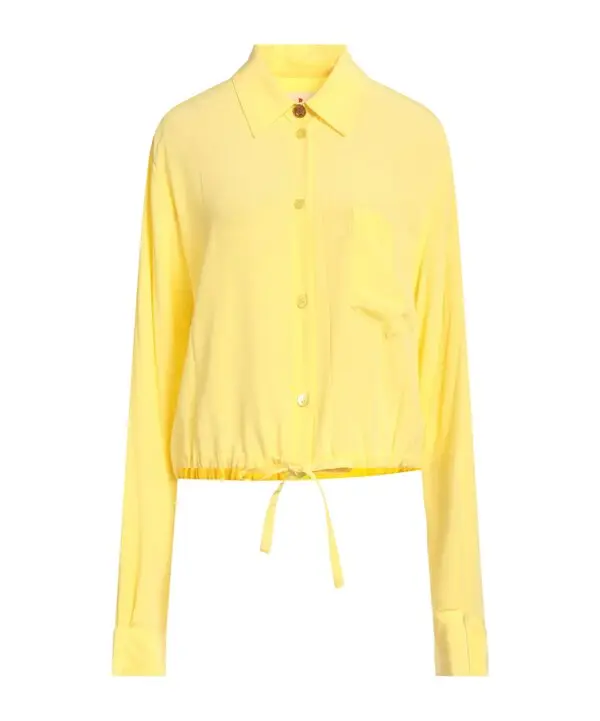 Marni Long Sleeve Crepe Shirt With Drawstring Hem