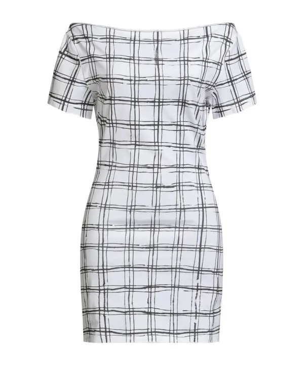 Marni Plaid Bodycon Dress With Short Sleeves