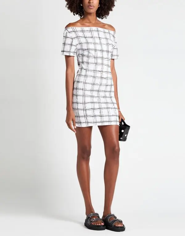 Marni Plaid Bodycon Dress With Short Sleeves