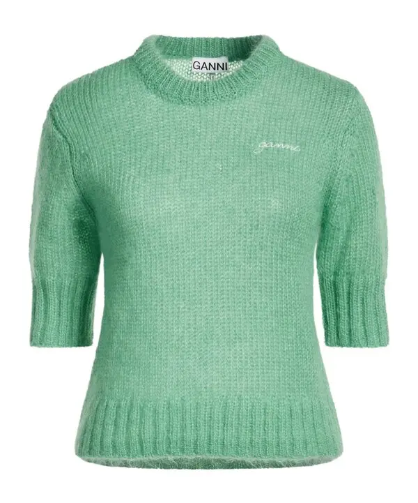 GANNI Short Sleeve Embroidered Logo Jumper