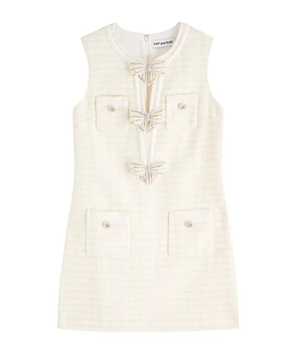 SELF-PORTRAIT Embellished Bouclé Mini Dress