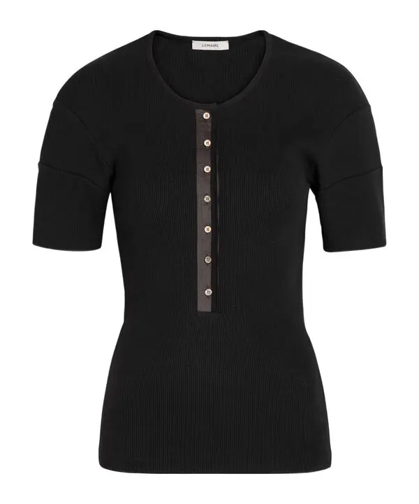 LEMAIRE Ribbed Cotton-blend Top - Black