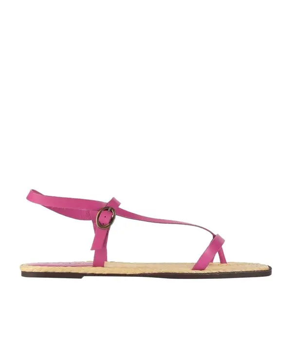 Farm Rio Leather Thong Sandals With Ankle Buckle