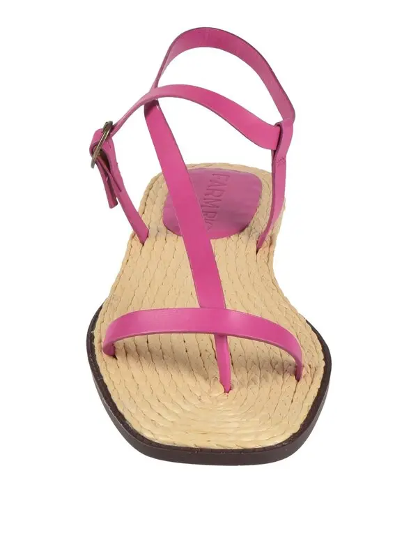 Farm Rio Leather Thong Sandals With Ankle Buckle