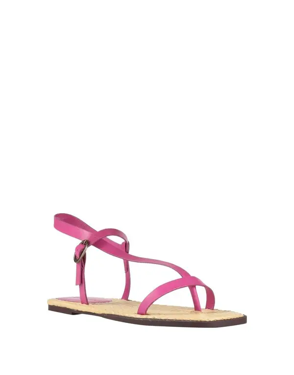 Farm Rio Leather Thong Sandals With Ankle Buckle