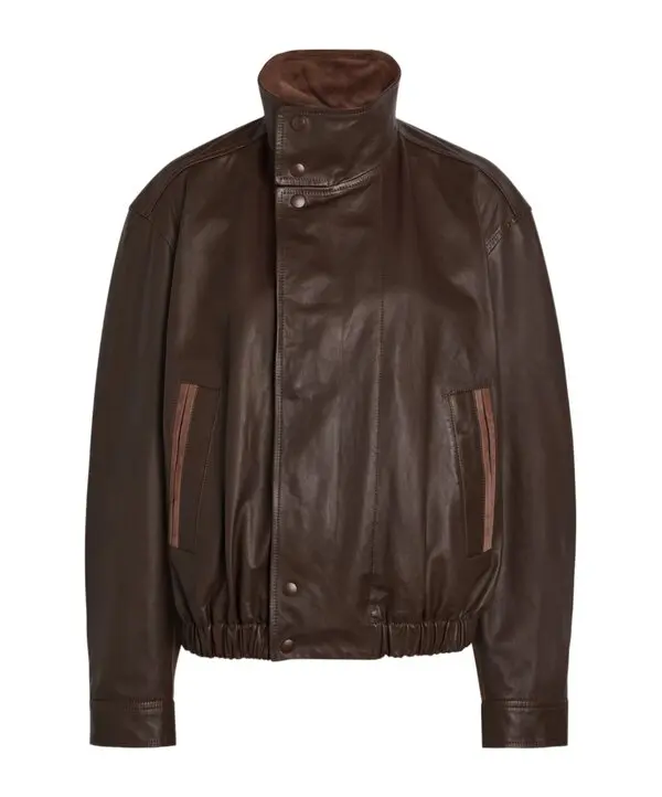 LEMAIRE High-neck Leather Jacket