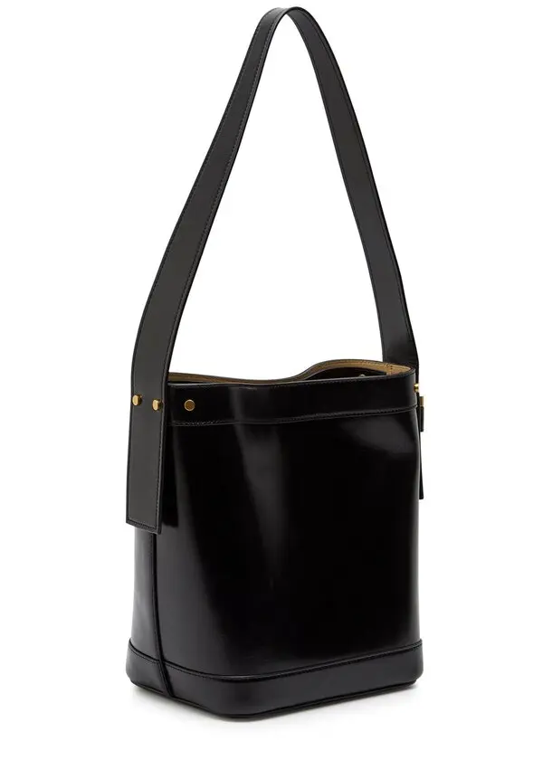 Versace Chain Small Leather Bucket Bag