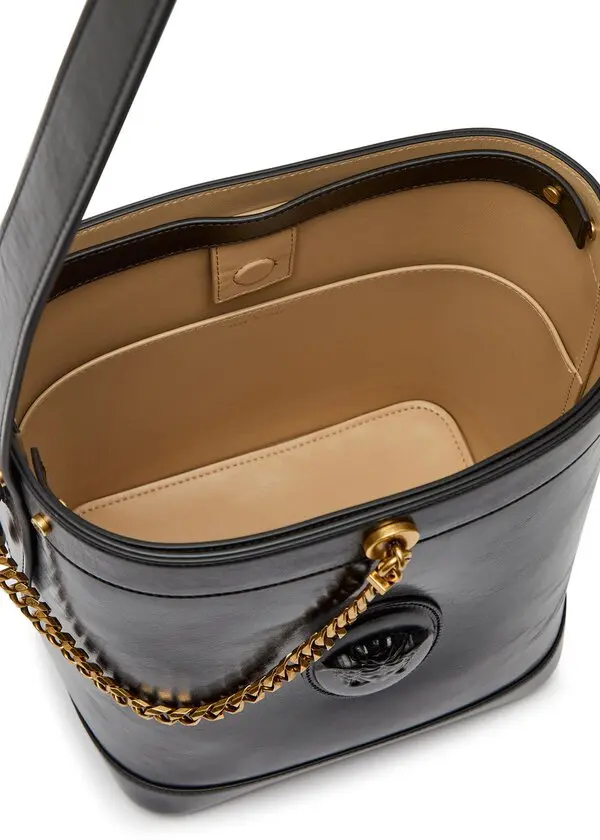 Versace Chain Small Leather Bucket Bag