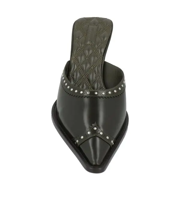 Burberry Studded Heel Leather Mule Slippers