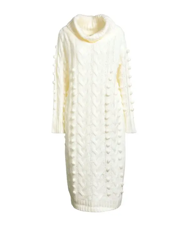 Farm Rio Long-sleeved Embellished High Collar Dress - White