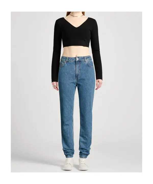 Burberry Medium Wash High Waisted Denim Trousers