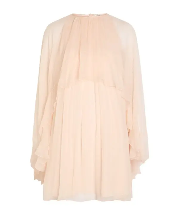 Chloé Ruffled Cape-effect Silk Mini Dress