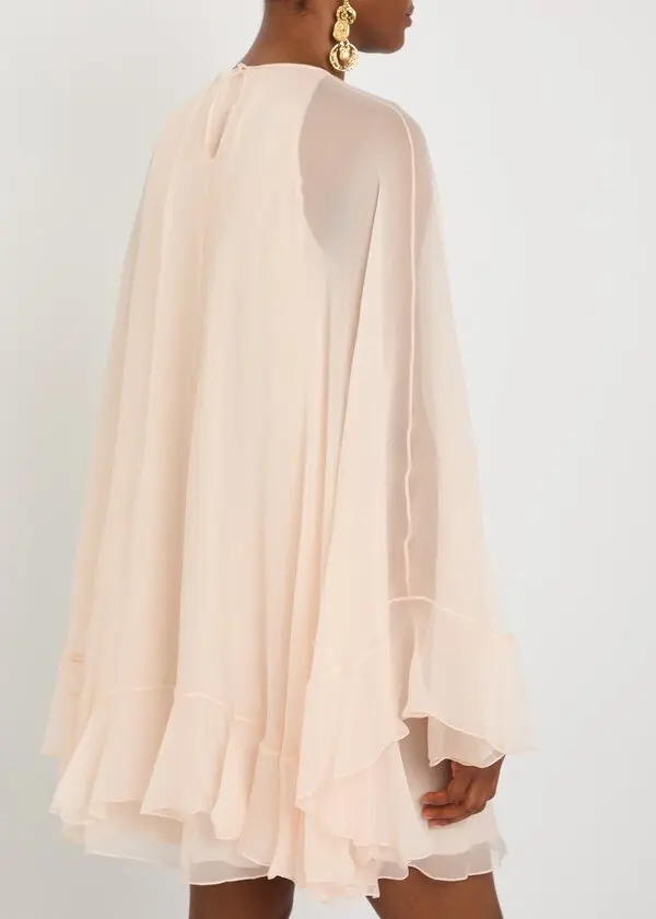 Chloé Ruffled Cape-effect Silk Mini Dress