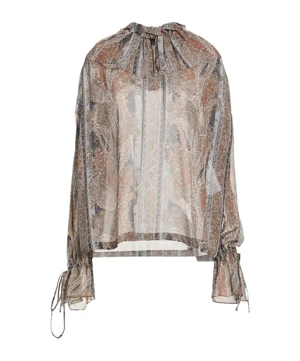 Saint Laurent Paisley-print Chiffon Long Sleeve Top