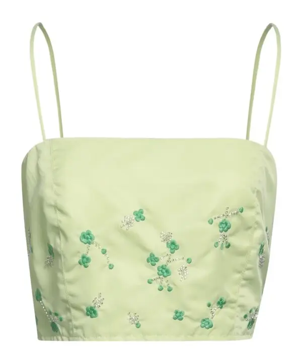 GANNI Floral-print Cropped Top - Nude