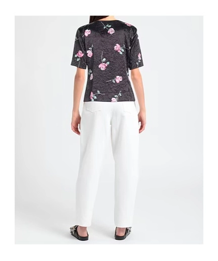 GANNI Floral Print Satin Crinkled Shirt