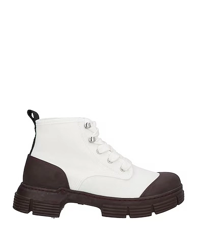 GANNI Two-tone Canvas Lace-up Platform Boots - White