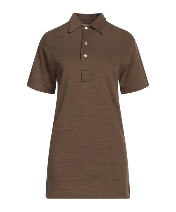 MAISON MARGIELA Plain Color Polo Shirt With Button Fastenings - Brown