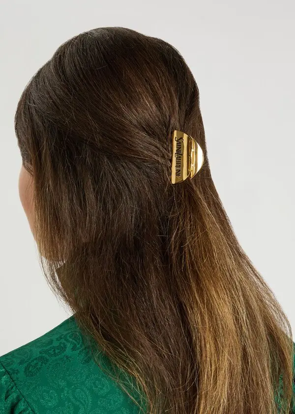 Saint Laurent Logo-engraved Brass Hair Clip