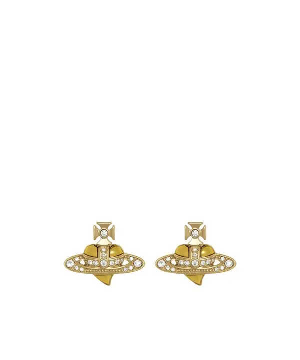 VIVIENNE WESTWOOD New Diamante Heart Stud Earrings - Yellow