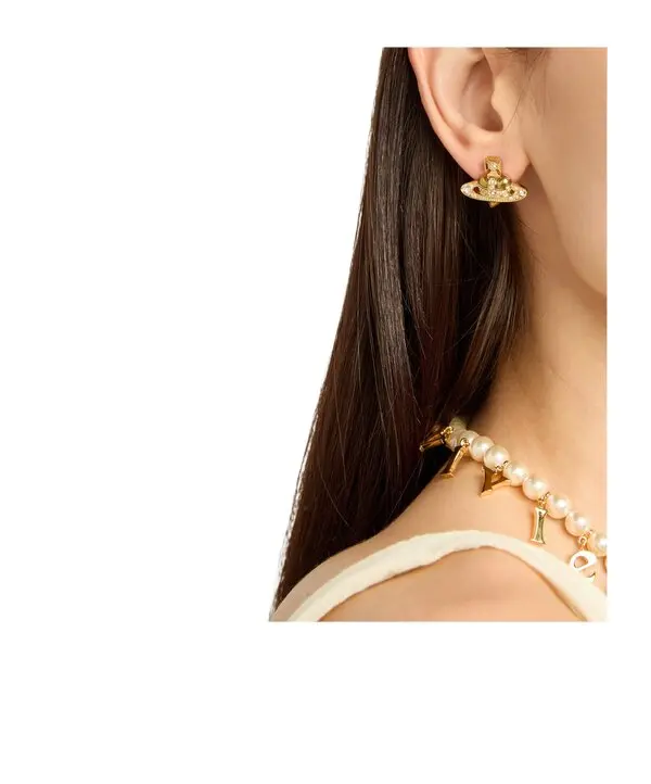 VIVIENNE WESTWOOD New Diamante Heart Stud Earrings