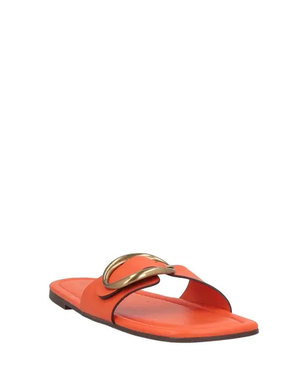 Farm Rio Leather Square Toe Slides With Buckle Detail