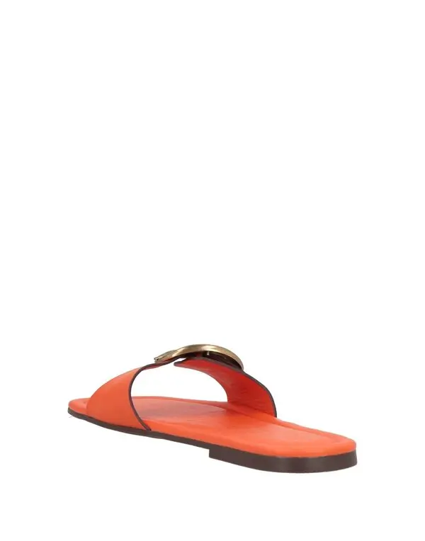 Farm Rio Leather Square Toe Slides With Buckle Detail
